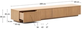 TV stolek v dekoru dubu v přírodní barvě 200x30x40 cm Helvine – Kave Home
