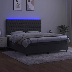 Box spring postel s matrací a LED tmavě šedá 160x200 cm samet 3136312