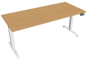 Elektr. nastavitelný stůl 180x80 s pamětí - HOBIS MOTION MS 2M 1800 Dekor stolové desky: buk, Barva kovové podnože: bílá