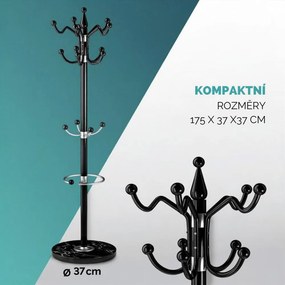 Stojanový věšák TENZY s mramorovým podstavcem, 37x173cm, černá Casaria