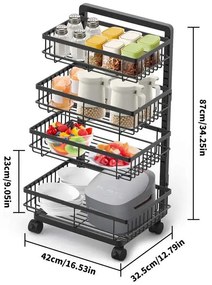 Servírovací stolek, kolečka, kov, černá, NoBi DALAS