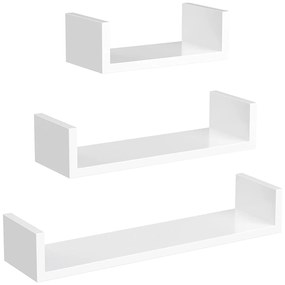 SONGMICS Sada 3 ks nástěnné poličky, plovoucí police, 30x45x60 cm, bílé