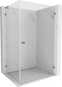 Mexen Lunar-B L výklopný sprchový kout pravý 90 x 80 cm, čiré sklo, měděná matná, 832L-090-080-65-00-P