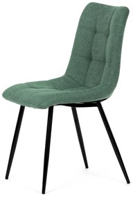 AUTRONIC Židle jídelní, zelená látka, černé kovové nohy
