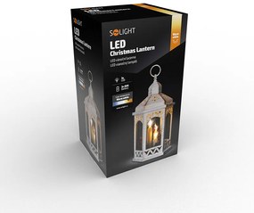 Solight LED vánoční lucerna bílá, 33cm, 3x LED svíčka, 3x AAA