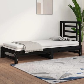 Výsuvná postel černá 2x (90 x 200) cm masivní borovice,  3108606 HangarStore.cz