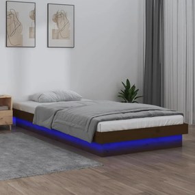 Rám postele s LED medový 75 x 190 cm Small Single masivní dřevo