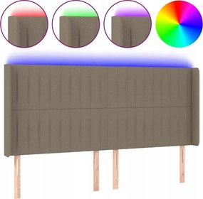 vidaXL Opěrka hlavy k posteli s Led, taupe, 163x16x118/128 cm, látka