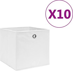 vidaXL Úložné boxy 10 ks netkaná textilie 28 x 28 x 28 cm [325218] Barva: Bílá