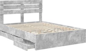 Rám postele s čelo Betonově šedá 140 x 200 cm Inženýrské dřevo 3411501