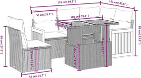 6dílná zahradní sedací souprava s poduškami černá polyratan 3273961