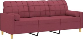 3místná pohovka s polštáři vínová 180 cm textil 3200796