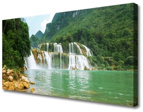 Obraz na plátně Les Vodopád Krajina 100x50 cm