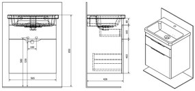 Sapho, ELLA umyvadlová skříňka 56,5x65x43cm, 2x zásuvka, bílá (70062), EL062-3030