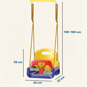 Dětská houpačka 3 v 1 nastavitelná dětská houpačka s opěradlem, popruhy, pro děti od 9-36 měsíců, tmavě modrá