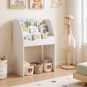 Costway Dětská knihovna, 3patrová montessori police na hračky ze dřeva