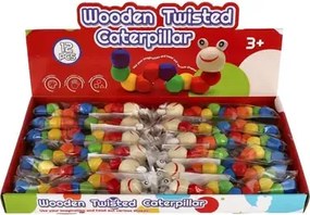TEDDIES Dřevěný červík / Motorická hračka / kloubový / dřevo / 18 cm