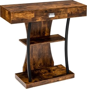 Costway Konzolový stůl ve tvaru T pro malé prostory Rustikálně – 91 × 30 × 88 cm