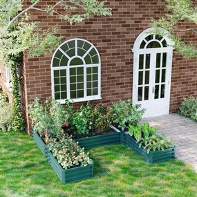 Outsunny Modulární ocelová zahradní čtvercová nádobka na zeleninu, sada 5 květináčů pro zeleninu, rostliny, květiny, rozměry 245L x 242W x 31H cm, ze…