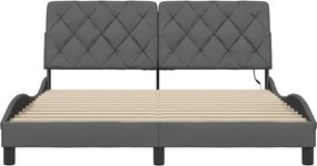 Rám postele s LED bez matrace Tmavě šedá 160x200 cm Látka 3310679