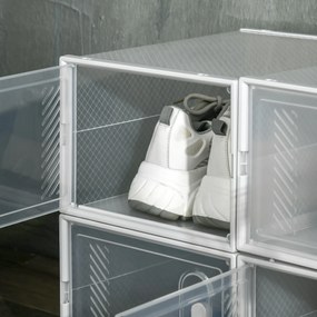 HOMCOM Botník DIY zásuvný s 8 přihrádkami, obdélníkový botník, plast, průhledný, 25x35x19cm| Aosom