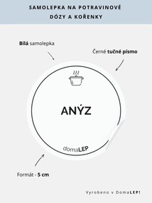 Samolepka na kořenky ANÝZ bílá 5 cm tučné písmo