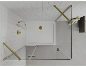 Mexen Roma sprchový kout 80 x 70 cm, 6mm sklo, zlatý profil-čiré sklo + slim sprchová vanička 5cm, 854-080-070-50-00-4010