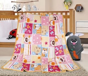 Bellatex ELLA dětská přikrývka Růžový patchwork - 100x155 cm