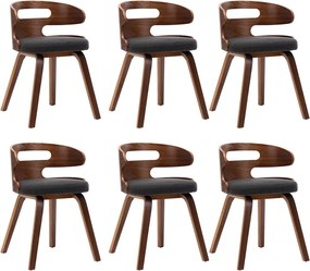 Jídelní židle 6 ks tmavě šedé ohýbané dřevo a textil 278851