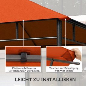 Outsunny náhradní střešní kryt altánu z polyesteru 2,98 x 2,95 m v oranžové barvě pro zahradní altán | Aosom.de