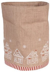 Textilní košík na pečivo s motivem perníkových domečků Gingerbread Bliss – 15x16 cm