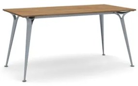 Kancelářský stůl PRIMO ALFA, šedostříbrná podnož, 1600 x 800 mm, ořech