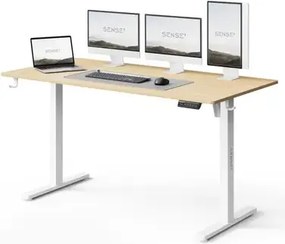 SENSE7 NOJO LIGHT Pracovní stůl bílá-borovice / elektricky nastaviteln