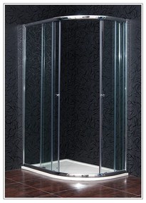 ARTTEC Sprchový kout čtvrtkruhový KLASIK 120 x 80 cm čiré sklo s vaničkou z litého mramoru STONE levé provedení