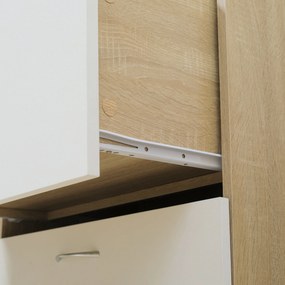 HOMCOM Kuchyňská Buffet Skříň s Více Úložným Prostorem 2 Zásuvky 1 Skříň + Velký Stůl 60 x 38 x 168 cm Bílá MDF