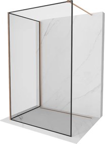 Mexen Kioto sprchová stěna Walk-in 100 x 90 cm, černý rám, kartáčovaná měď - 800-100-212-65-70-090
