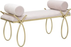 Lavice Ribbon 112 cm samet zlatá/růžová