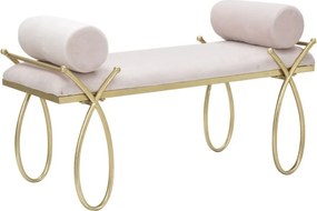 Lavice Ribbon 112 cm samet zlatá/růžová