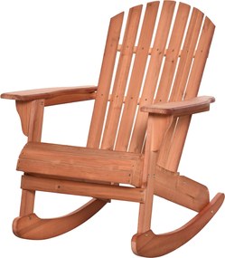 Outsunny Adirondack Dřevěné Houpací Křeslo Přírodní Dřevo 77x94x97 cm pro Zahradu, Terasu, Exteriér v Rustikálním Stylu, Nosnost 130 kg, Barva Teca |