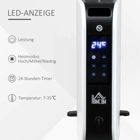 HOMCOM Ventilátorové topení s LED displejem, 3 úrovně topení, 24-hodinový časovač, 2180 W 820-244