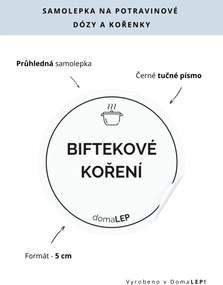 Samolepka na kořenky BIFTEKOVÉ KOŘENÍ průhledná 5 cm tučné písmo