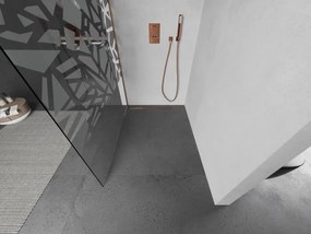Mexen Kioto, sprchová zástěna Walk-In 90 x 200 cm, 8mm čiré sklo bílý vzor, ​​měděný matný profil, 800-090-101-65-85