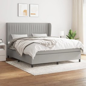 Box spring postel s matrací světle šedá 160 x 200 cm textil 3128133