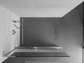Mexen Kioto+ L, sprchová zástěna Walk-In s poličkou a věšákem 70 x 200 cm, 8mm čiré sklo-námraza, broušená ocel profil, 800-070-123-97-35