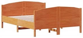 vidaXL Rám postele s čelem voskově hnědý 135 x 190 cm masivní borovice