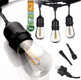 ecoPLANET LED zahradní řetěz 5m + 6x LED žárovka 1W