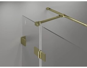 Mexen Lunar T, sklápěcí sprchový kout levý 120 x 120 cm, 8mm čiré sklo, zlatý profil, 834T-120-120-50-00-L