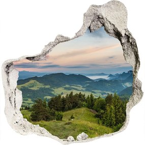 Wallmuralia Díra 3D ve zdi nálepka Panorama Pieniny 75x75 cm