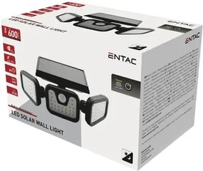 Entac venkovní solární nástěnné LED svítidlo s PIR čidlem 3v1 / Venkov