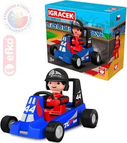 EFKO Igráček Závodník s motokárou modrá / Stavebnice / 7,5 cm / od 3 l